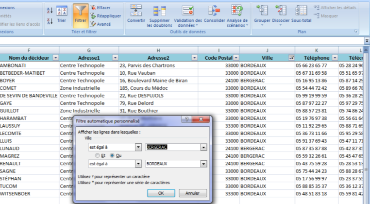 BTS NDRC Lycée Emiland Gauthey • Base de données avec EXCEL
